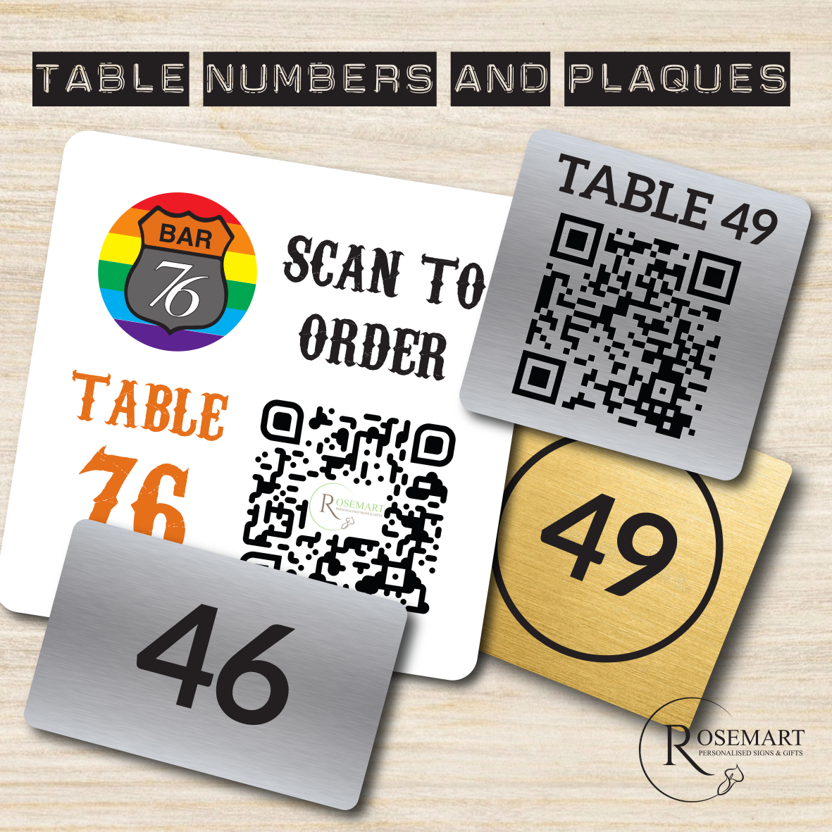 Table Numbers and Table Notice Plaques – Rosemart signs Limited