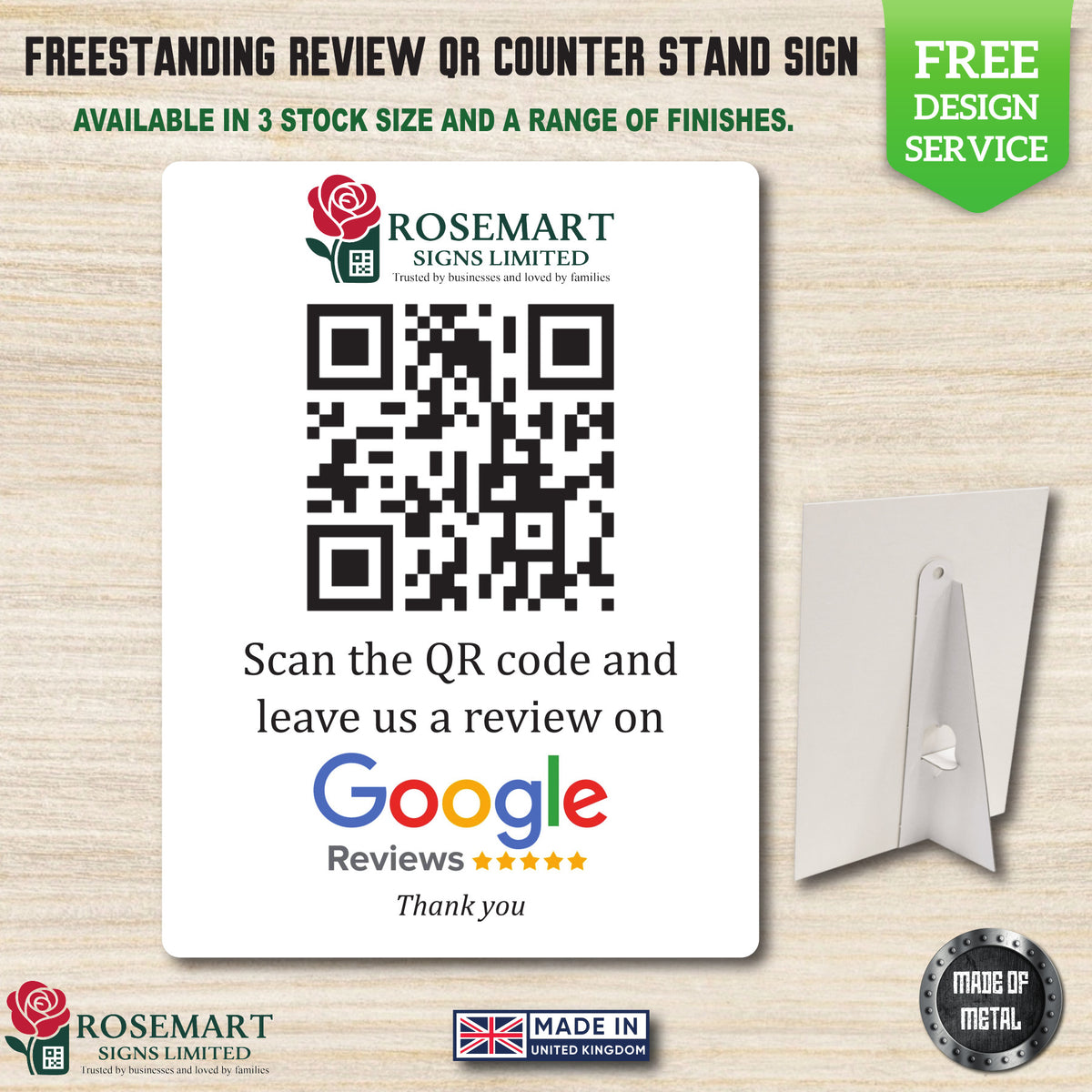 Freestanding Google Review QR Sign – Encourage Customer Feedback with ...