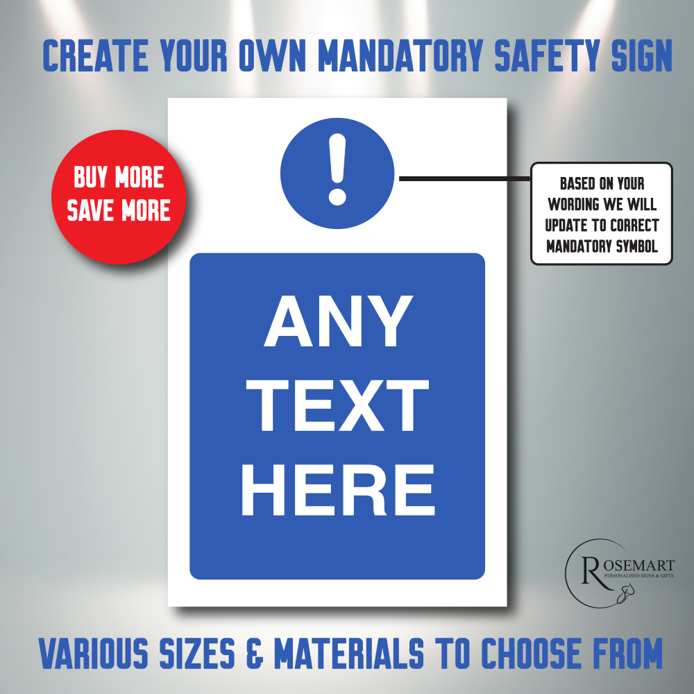 Create your own Portrait mandatory safety sign. Any symbol or text ...