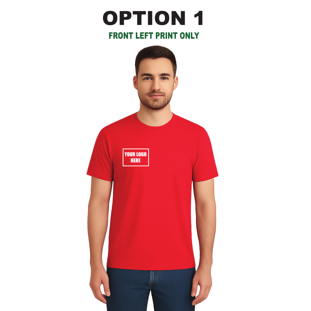 Men’s Custom Red T-Shirt – Personalised Logo or Text – Front & Back Pr ...