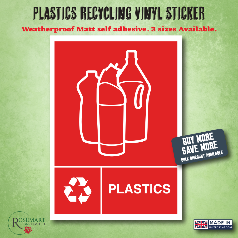 Plastics Recycling bin vinyl stickers. – Rosemart signs Limited