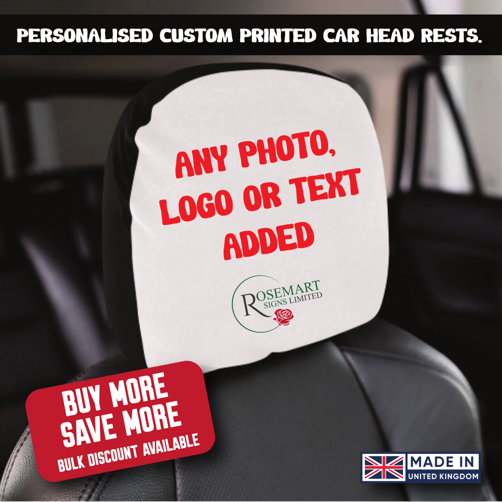 Personalised Custom Printed Car Head Rests. Any photo, logo or text ...