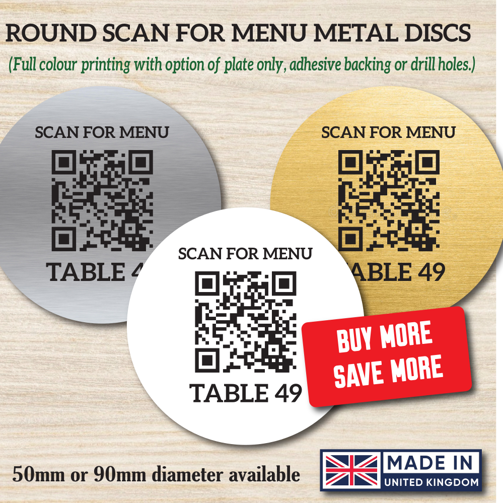 Round Scan for menu QR code restaurant table ordering number metal pla ...