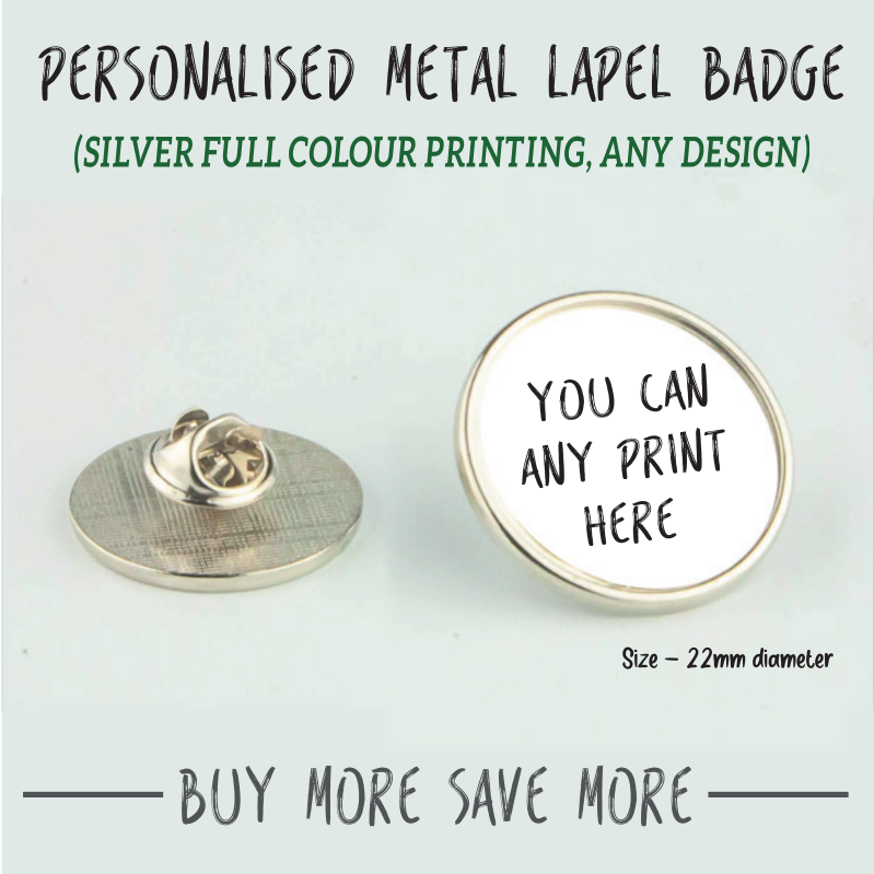 Personalised photo printed metal lapel badge. Gold or Silver available ...