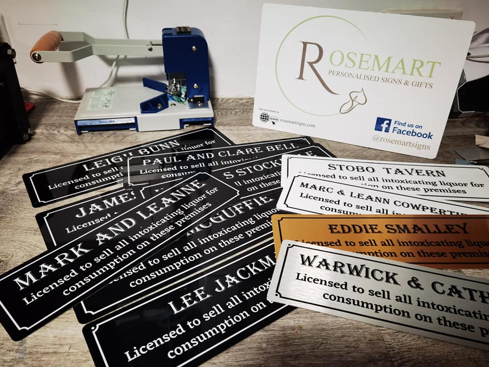 Personalised Licensee Name Plate metal sign plaque – Rosemart signs Limited
