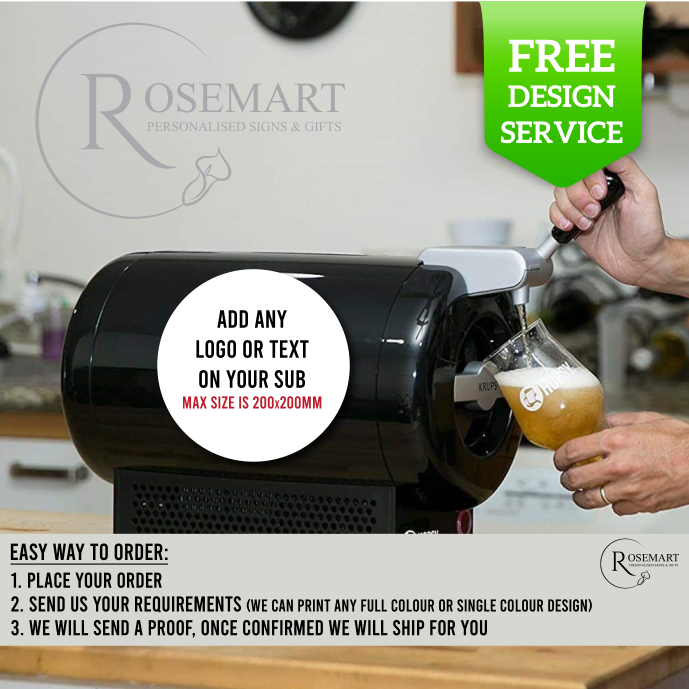 Personalised Krups Sub beer machine Vinyl sticker decal Labels. Any Lo ...