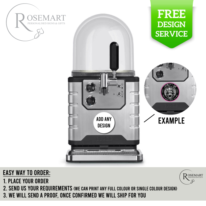 Personalised BLADE beer machine Vinyl sticker decal Labels. Any Logo ...