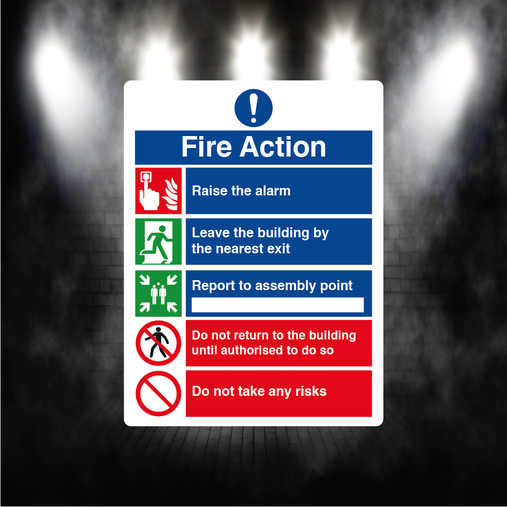 Fire Action Notice Sign – 5 Point Safety Instructions – Vinyl Sticker ...