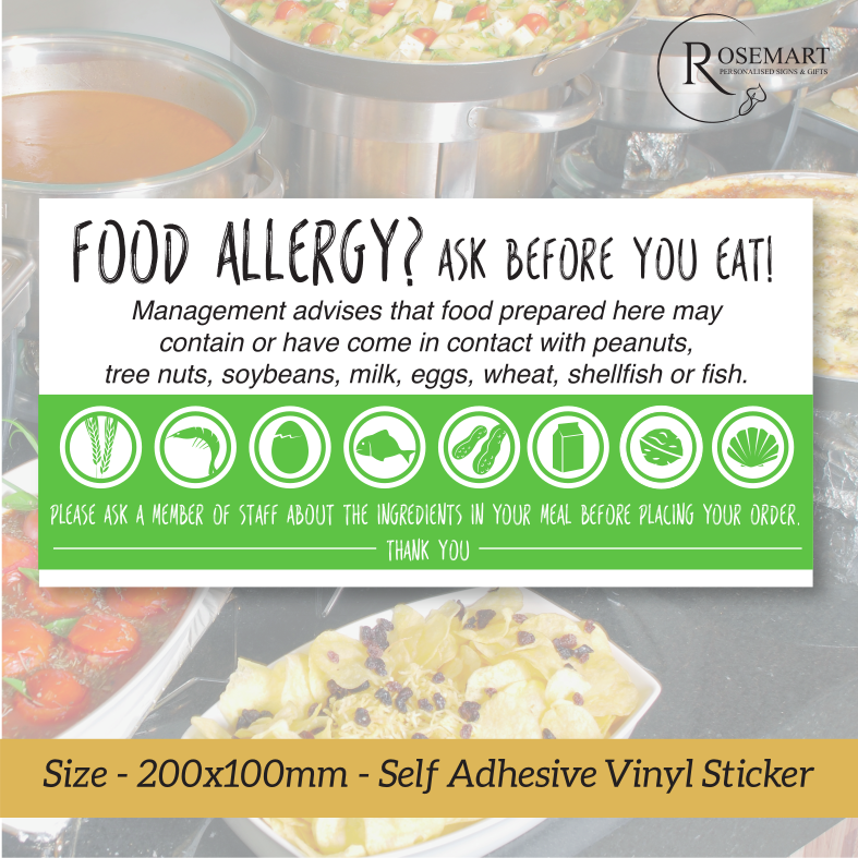 Food Allergy Awareness Ask before you eat sign pack. 8 notices ...