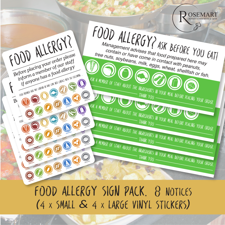 Food Allergy Awareness Ask before you eat sign pack. 8 notices ...