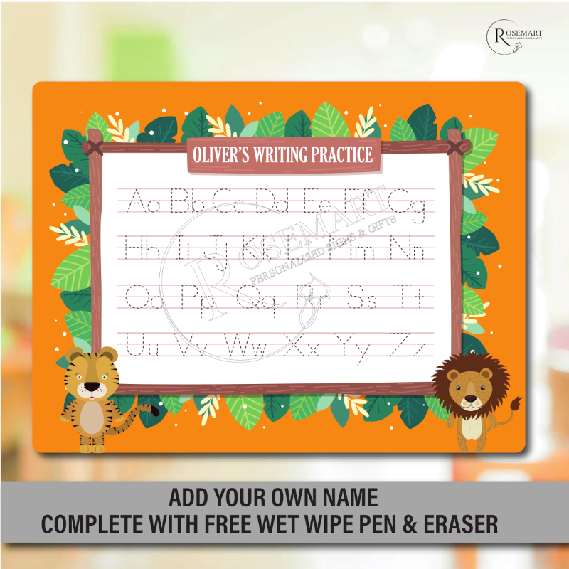 Personalised Children’s alphabet writing practice Board with pen. Educ ...