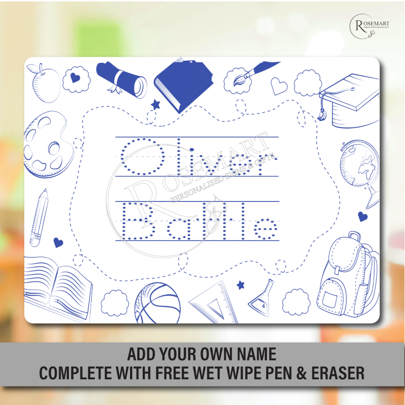 Personalised Children’s writing practice Board with pen. Educational l ...