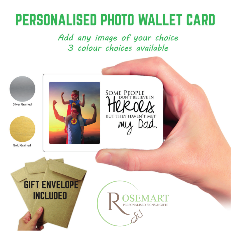 Personalised hero dad daddy keepsake metal wallet card – Rosemart signs ...