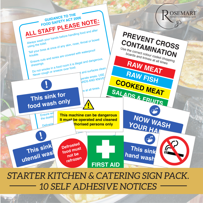 Starter Kitchen and catering safety sign pack, 10 notices – Rosemart ...