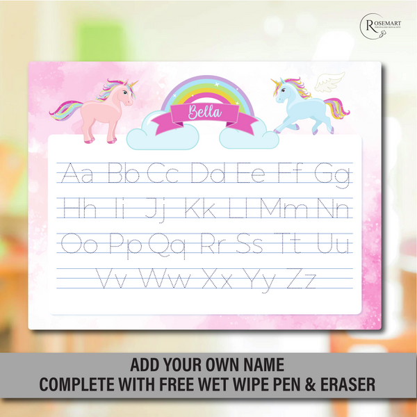 Personalised Children’s alphabet writing practice Board with pen. Unic ...