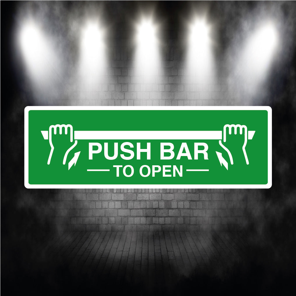 Push bar to open fire safety metal sign plaque – Rosemart signs Limited